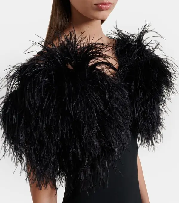 David Koma Feather-trimmed Cocktail Dress