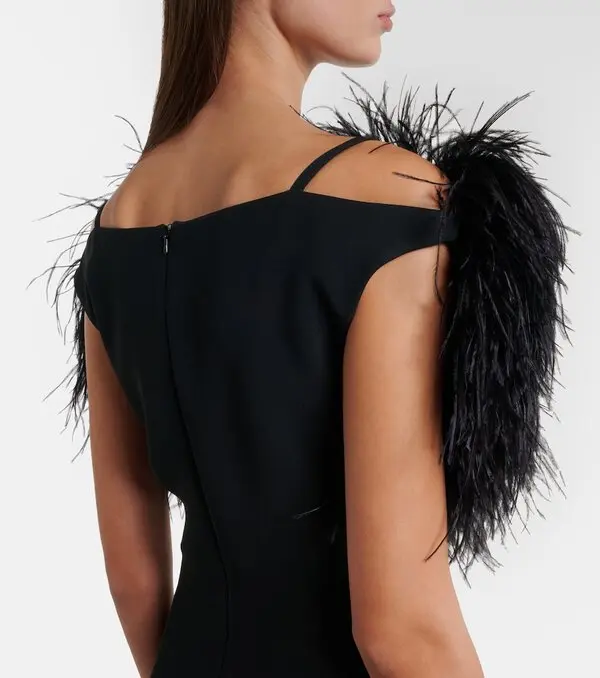 David Koma Feather-trimmed Cocktail Dress