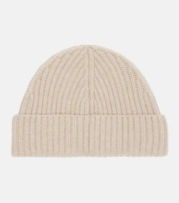 Loewe Anagram Ribbed-knit Cashmere Beanie - Beige