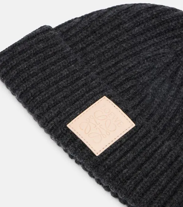 Loewe Anagram Ribbed-knit Cashmere Beanie - Black