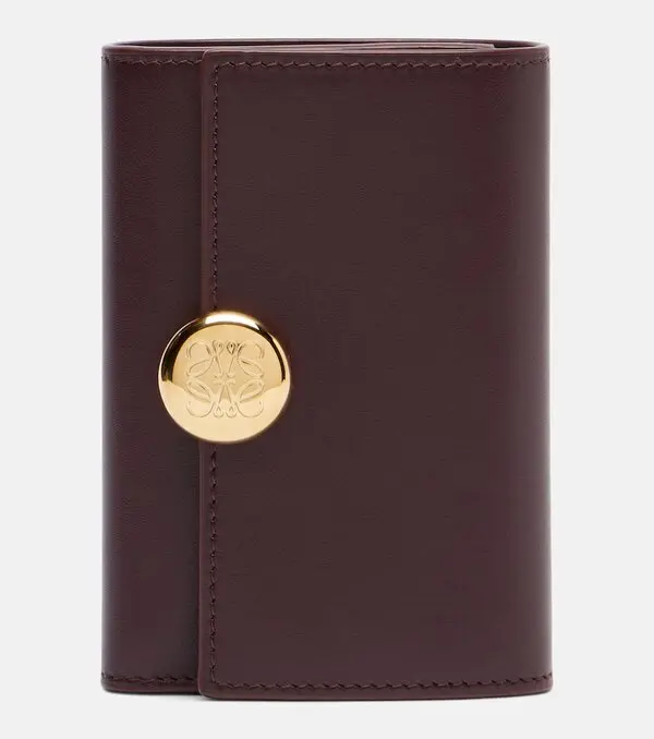 Loewe Pebble Small Leather Wallet - Burgundy