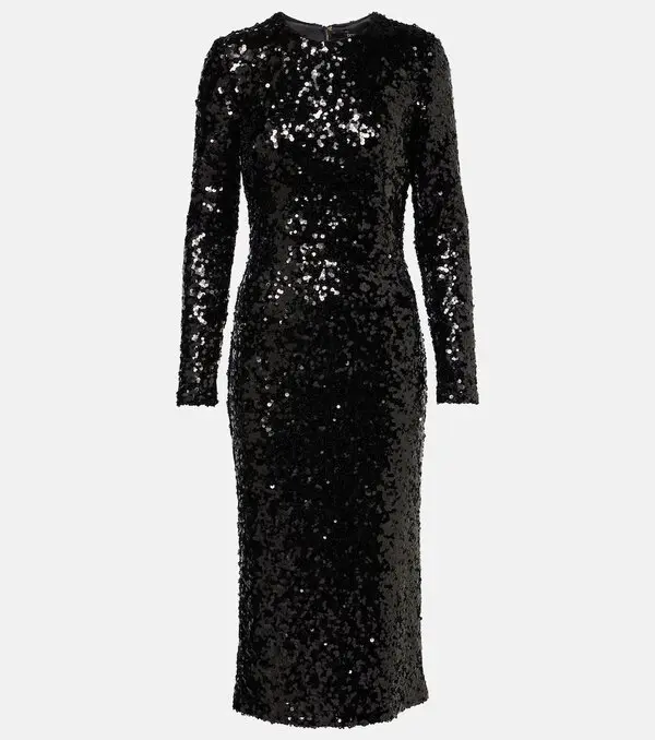 Dolce & Gabbana Sequined Midi Dress - Black