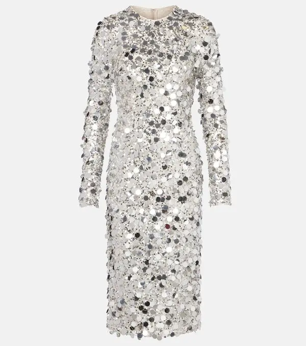 Dolce & Gabbana Sequin Midi Dress - Silver