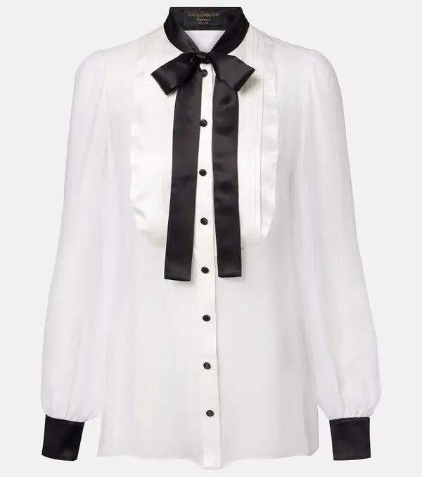 Dolce & Gabbana Sheer Silk Blouse - White