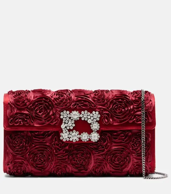 ROGER VIVIER Rose Vivier Embellished Clutch - Red
