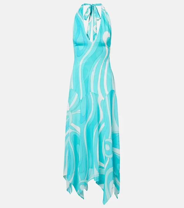 Emilio Pucci Iride Halterneck Jersey Midi Dress