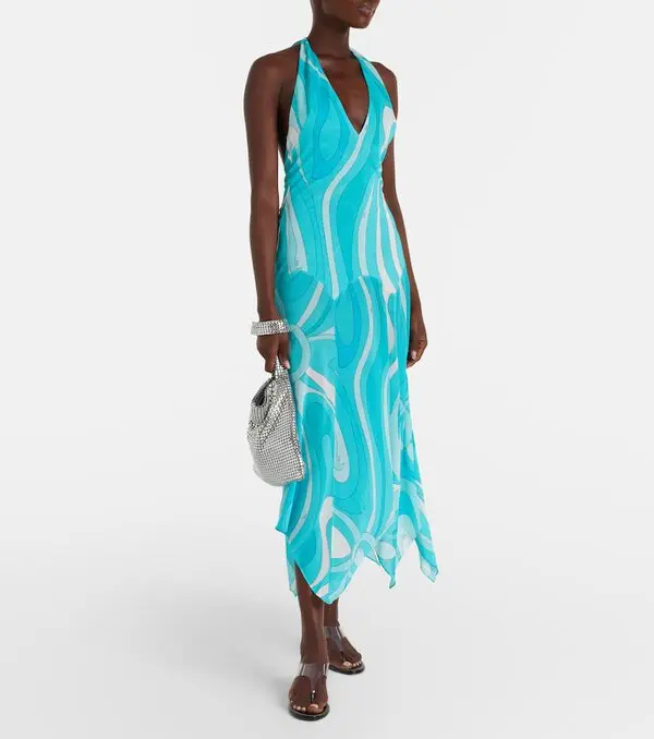Emilio Pucci Iride Halterneck Jersey Midi Dress