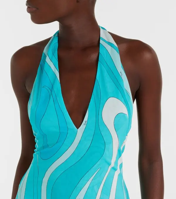 Emilio Pucci Iride Halterneck Jersey Midi Dress