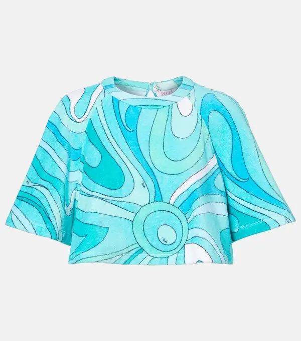 Emilio Pucci Iride Cotton Terry Crop Top