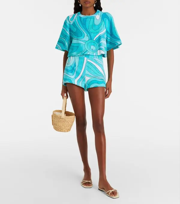 Emilio Pucci Iride Cotton Terry Crop Top