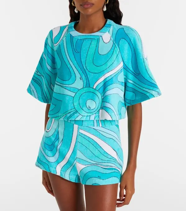 Emilio Pucci Iride Cotton Terry Crop Top