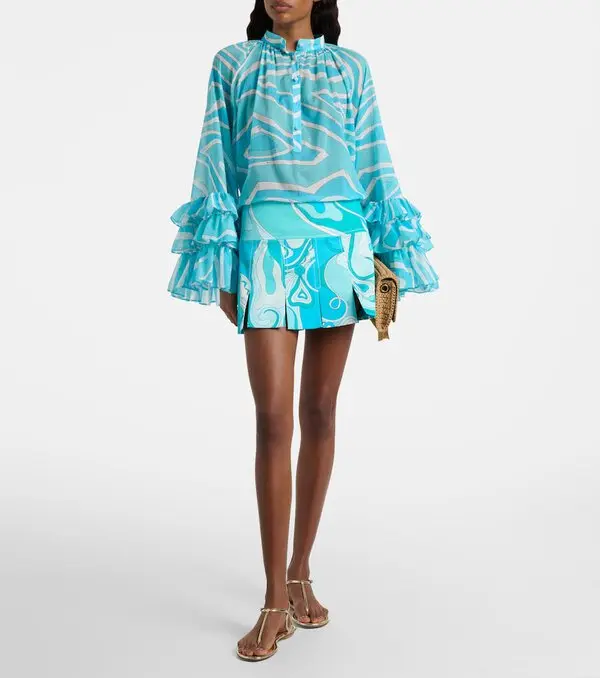 Emilio Pucci Orchidee Printed Gabardine Miniskirt