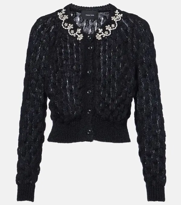 Simone Rocha Embellished Mohair-blend Cardigan