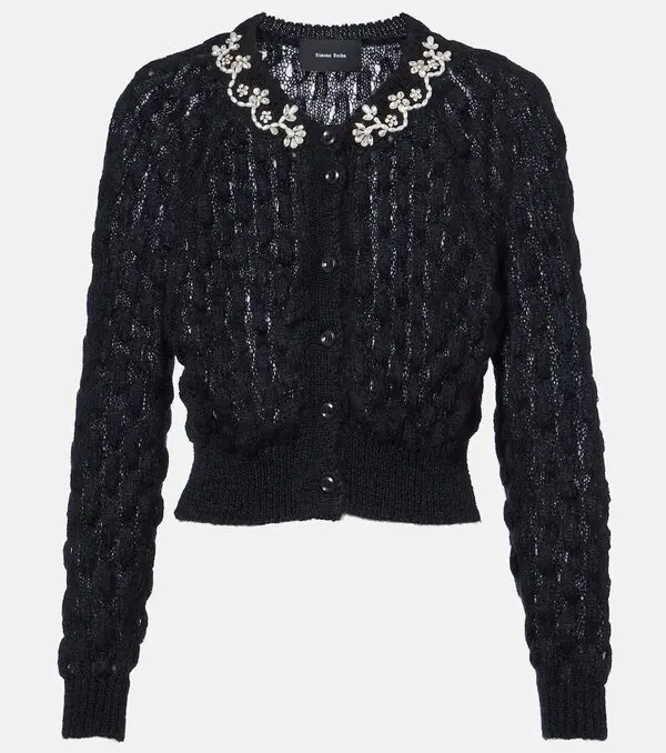 Simone Rocha Embellished Mohair-blend Cardigan - Black