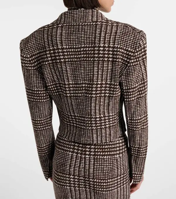 Norma Kamali Houndstooth Cropped Blazer