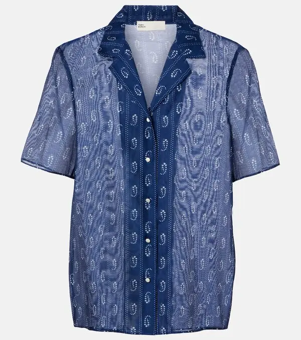 Tory Burch Printed Cotton And Silk Shirt
