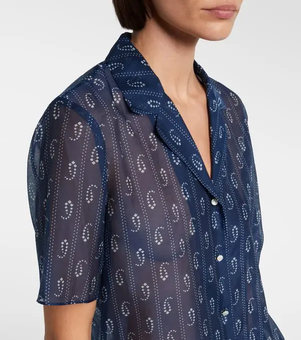 Tory Burch Printed Cotton And Silk Shirt