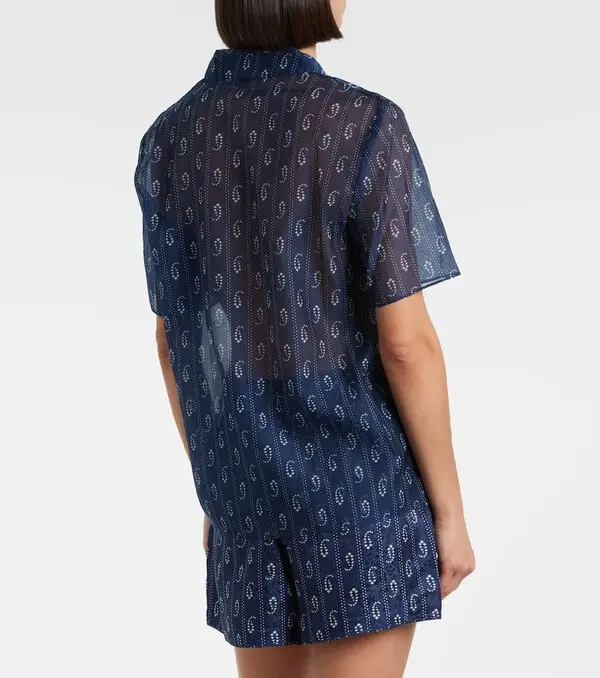 Tory Burch Printed Cotton And Silk Shirt