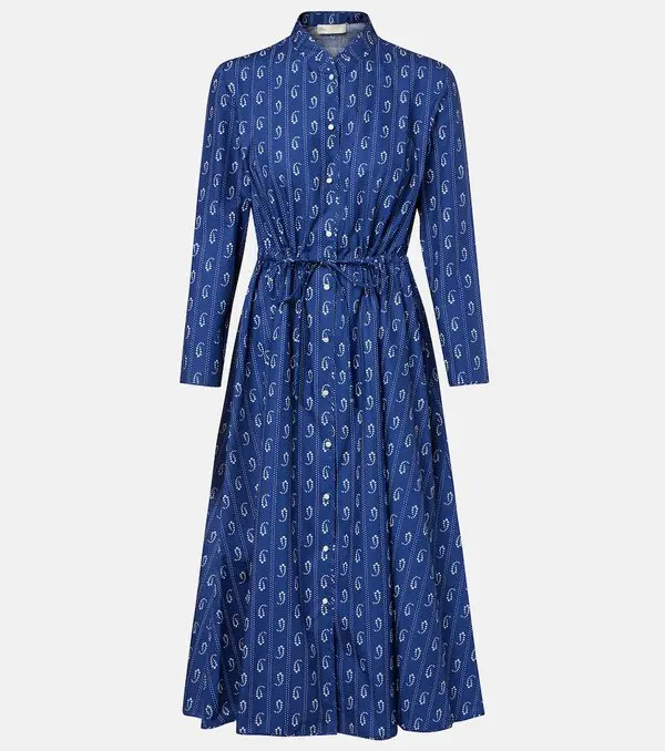 Tory Burch Printed Cotton Shirt Dress - Blue