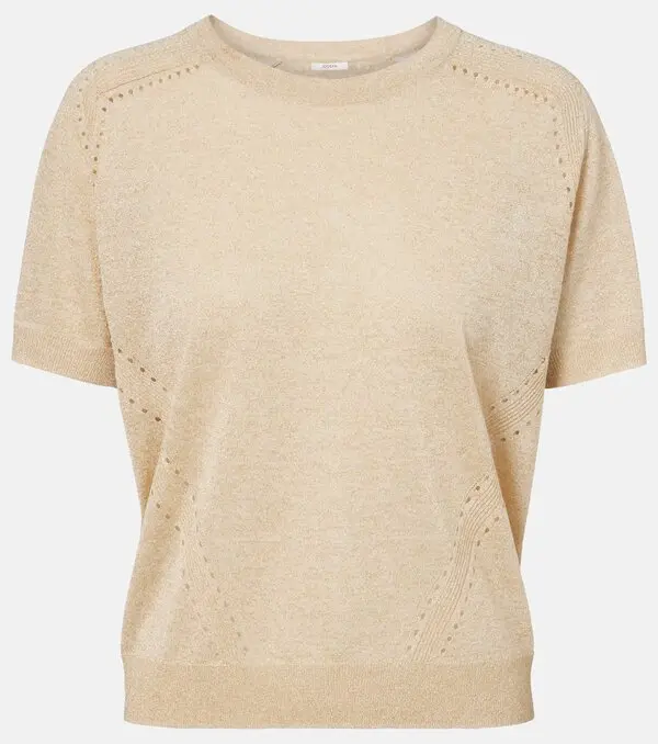 JOSEPH Lille Knitted Lamé Top - Gold