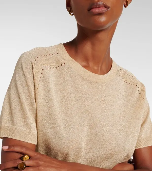 JOSEPH Lille Knitted Lamé Top - Gold