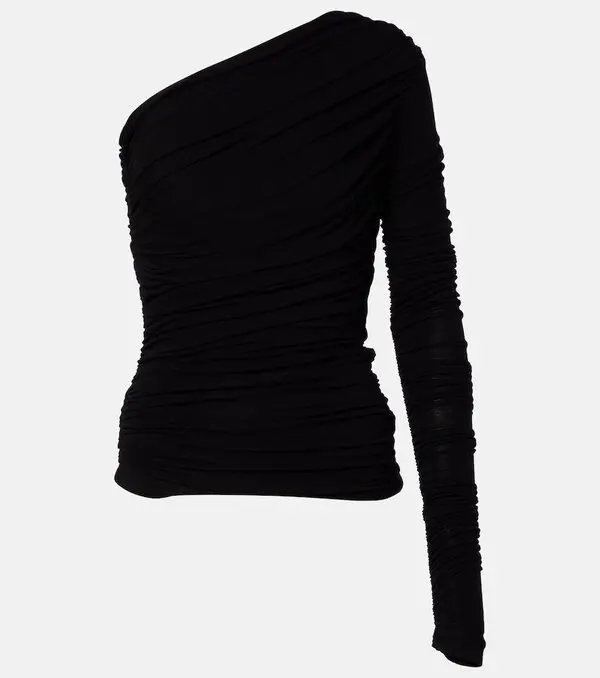 AGOLDE Annette Asymmetrical Ruched Top - Black