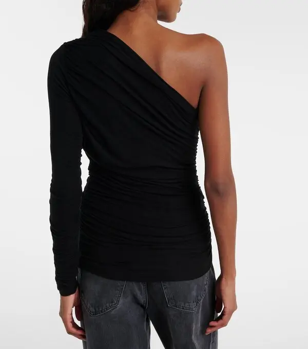 AGOLDE Annette Asymmetrical Ruched Top - Black