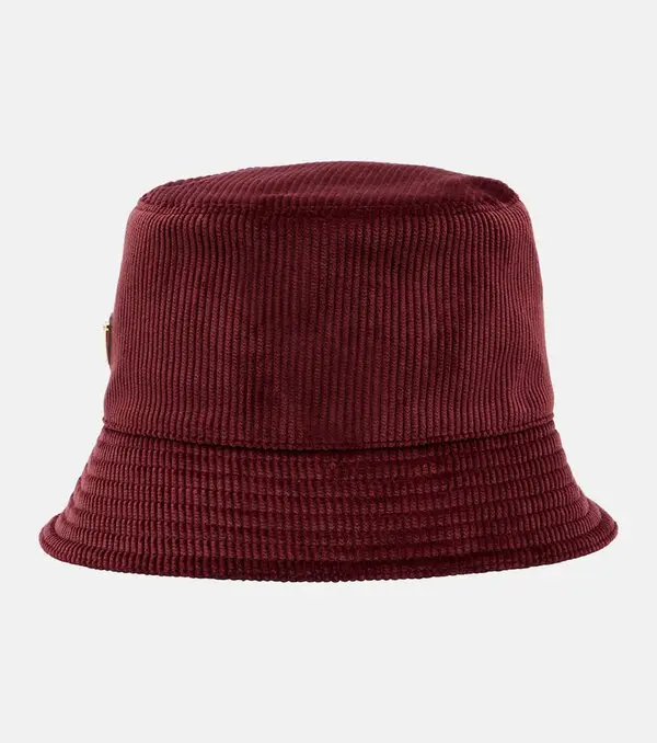 Prada Cotton Corduroy Bucket Hat - Burgundy