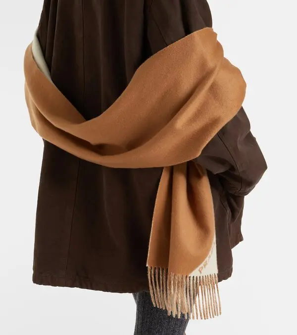Prada Fringed Cashmere Scarf - Beige