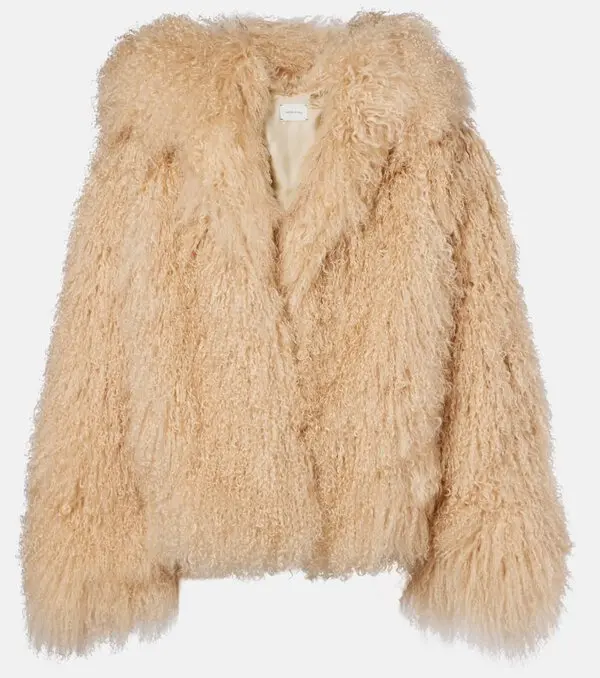 Magda Butrym Shearling Hooded Jacket - Beige