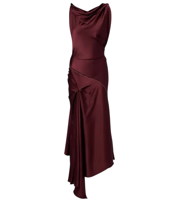 victoria beckham burgundy dress VICTORIA BECKHAM GATHERED V-NECK DRESS OXBLOOD RED – mania-k webshop