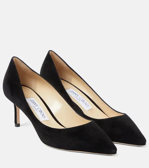 JIMMY CHOO Romy 60 Suede Pointed Toe Pumps - Black