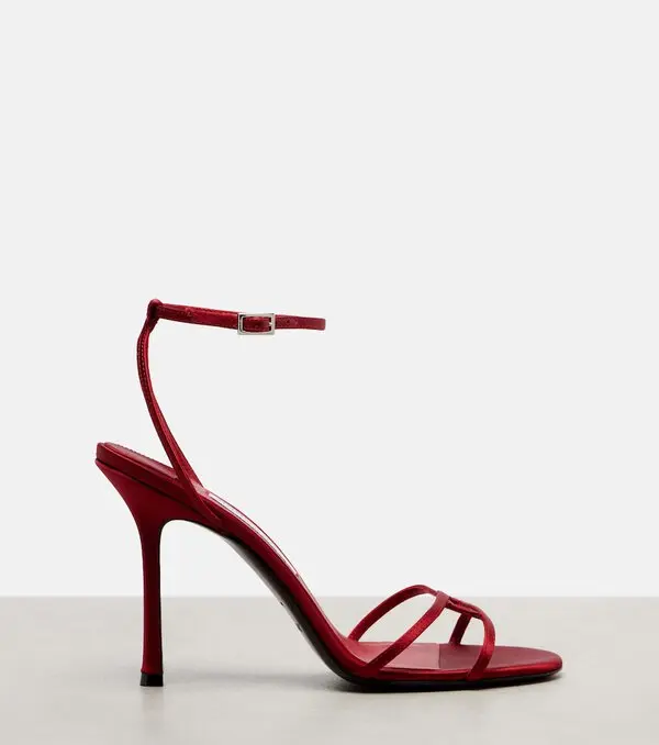 JIMMY CHOO Leo 100 Satin Sandals - Red