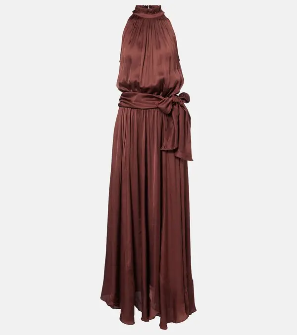 Poupette St Barth Nina Halterneck Maxi Dress - Brown