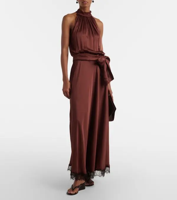 Poupette St Barth Nina Halterneck Maxi Dress - Brown