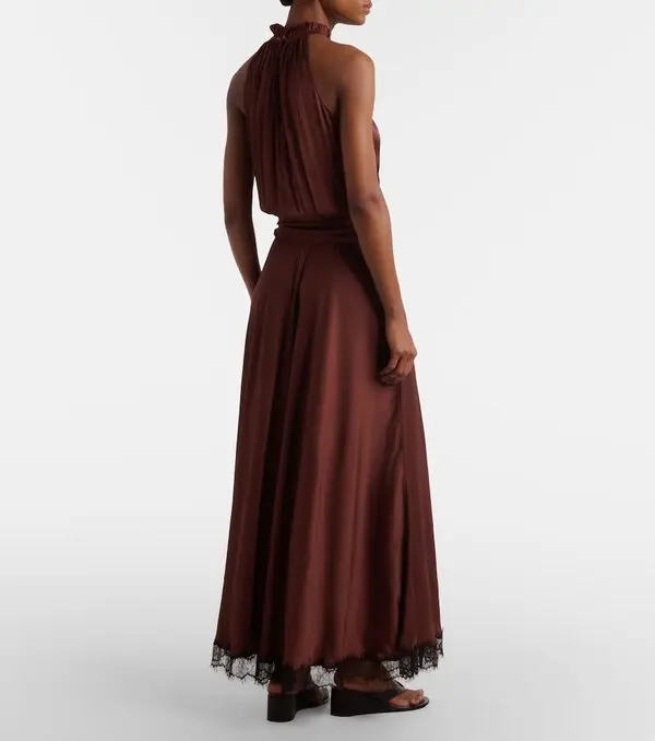 Poupette St Barth Nina Halterneck Maxi Dress - Brown