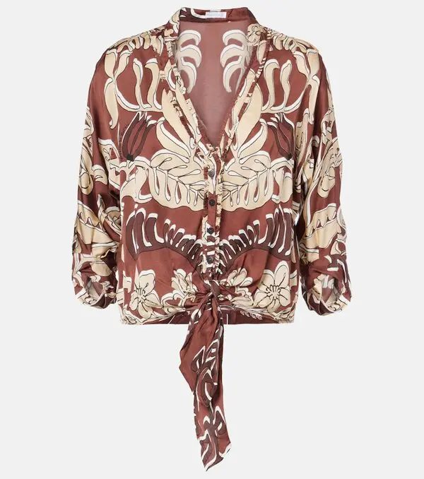 Poupette St Barth Azia Printed Top - Brown