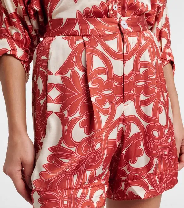 Poupette St Barth Isabelle Printed High-rise Shorts - Red
