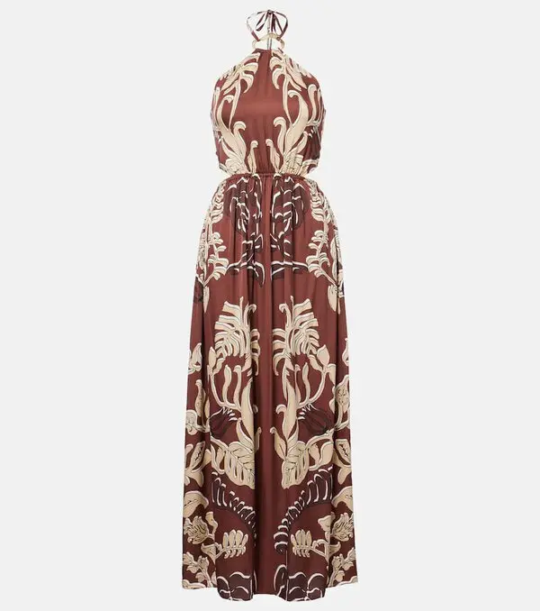 Poupette St Barth Isore Printed Halterneck Maxi Dress - Brown