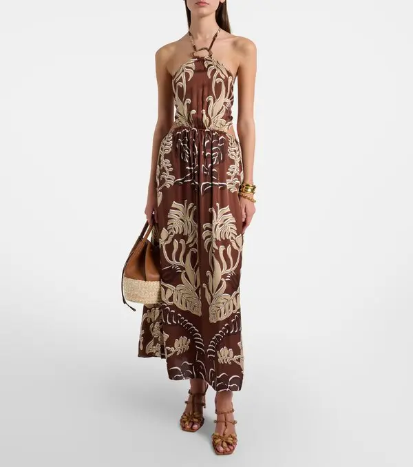 Poupette St Barth Isore Printed Halterneck Maxi Dress