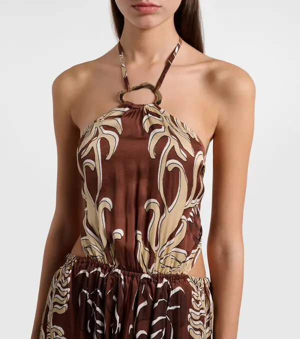 Poupette St Barth Isore Printed Halterneck Maxi Dress