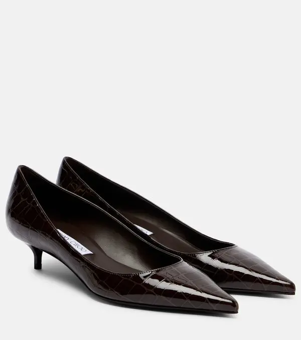 JIMMY CHOO Amelia 35 Croc-effect Leather Pumps - Brown
