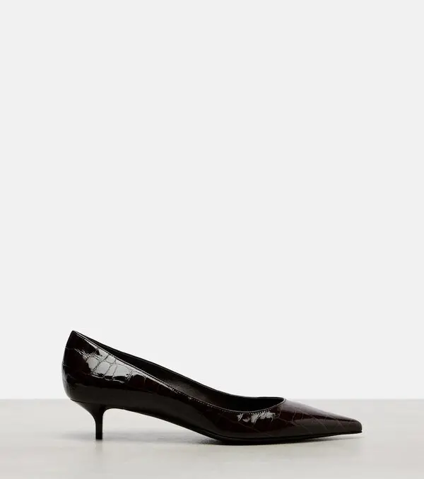 JIMMY CHOO Amelia 35 Croc-effect Leather Pumps - Brown