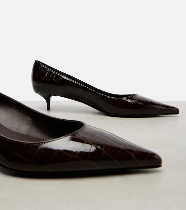 JIMMY CHOO Amelia 35 Croc-effect Leather Pumps - Brown