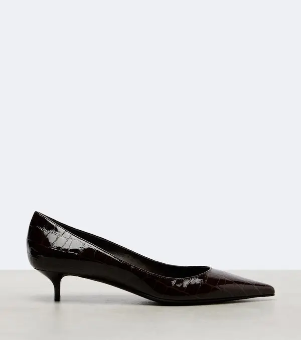 JIMMY CHOO Amelia 35 Croc-effect Leather Pumps - Brown