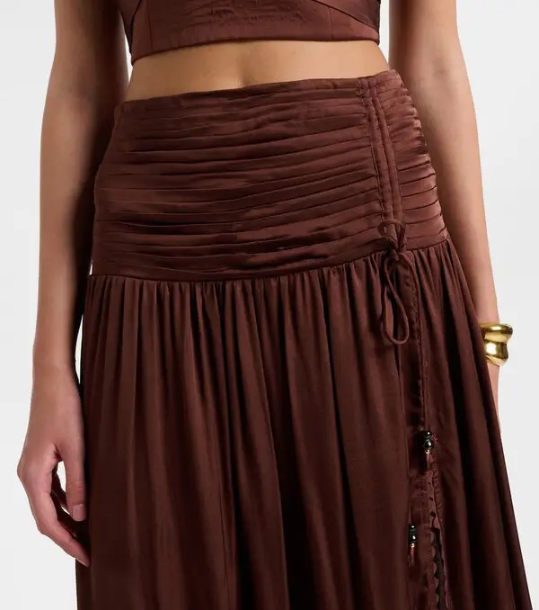 Poupette St Barth Carla Pleated Maxi Skirt