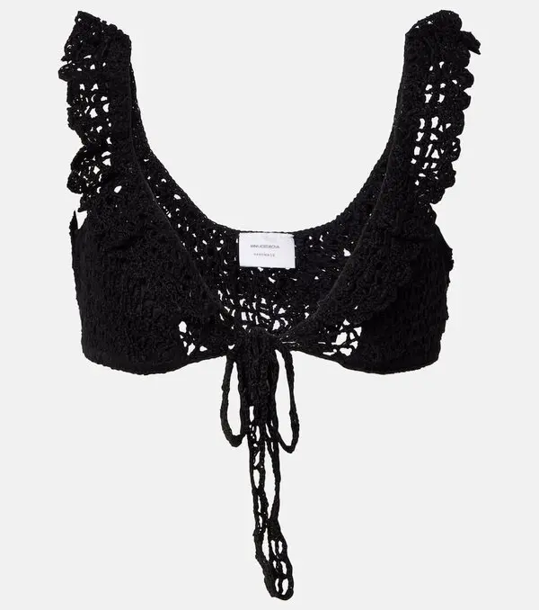Anna Kosturova Crochet Crop Top - Black