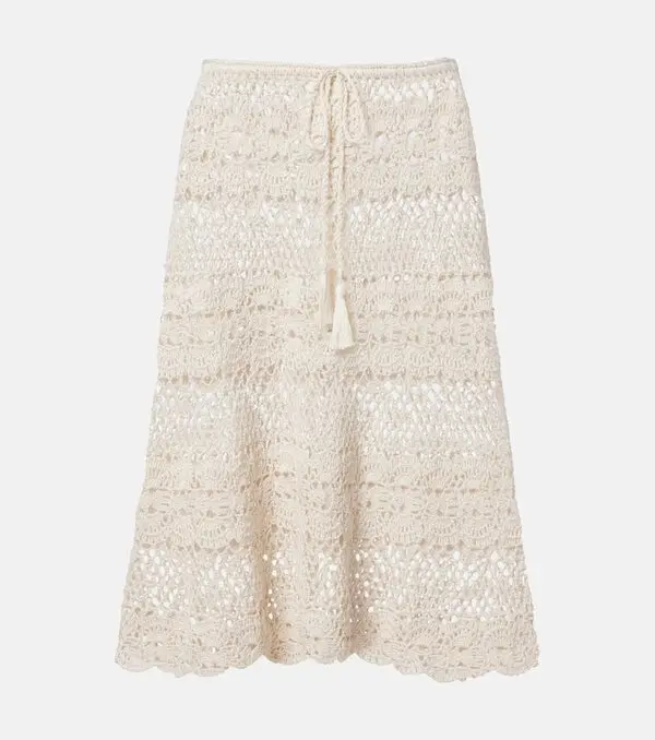 Anna Kosturova Marianne Crochet Cotton Midi Skirt