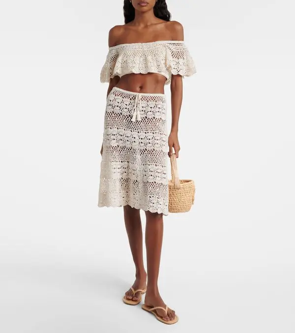 Anna Kosturova Marianne Crochet Cotton Midi Skirt