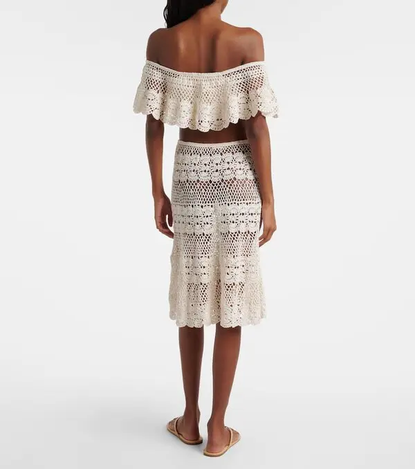 Anna Kosturova Marianne Crochet Cotton Midi Skirt